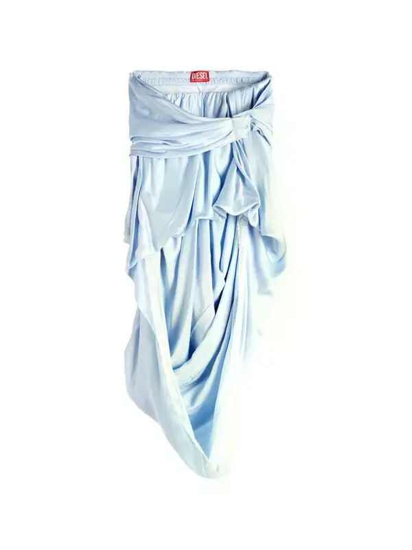 DIESEL® Draped Satin Midi Skirt With Lace-trim