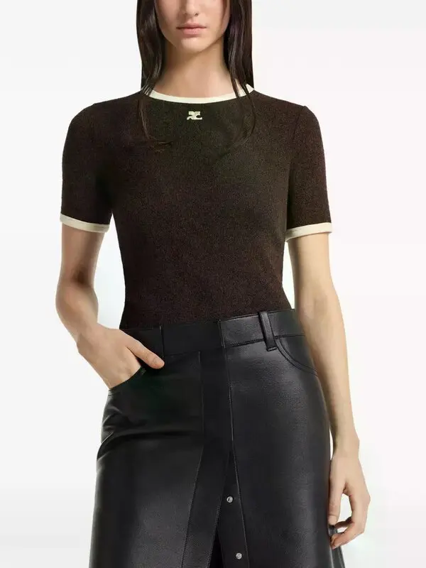 COURREGES Heather Contrast-trim T-shirt