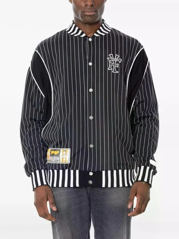 PDF Doc 2 Pinstripe Bomber Jacket - Black
