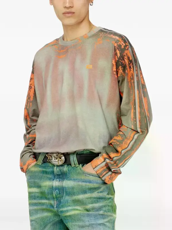 DIESEL® Long-sleeve T-shirt In Cracked Jersey