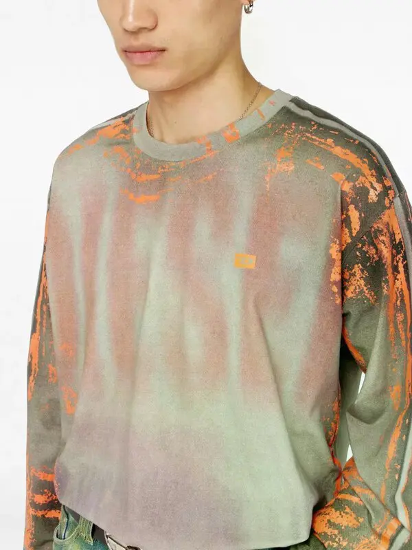 DIESEL® Long-sleeve T-shirt In Cracked Jersey