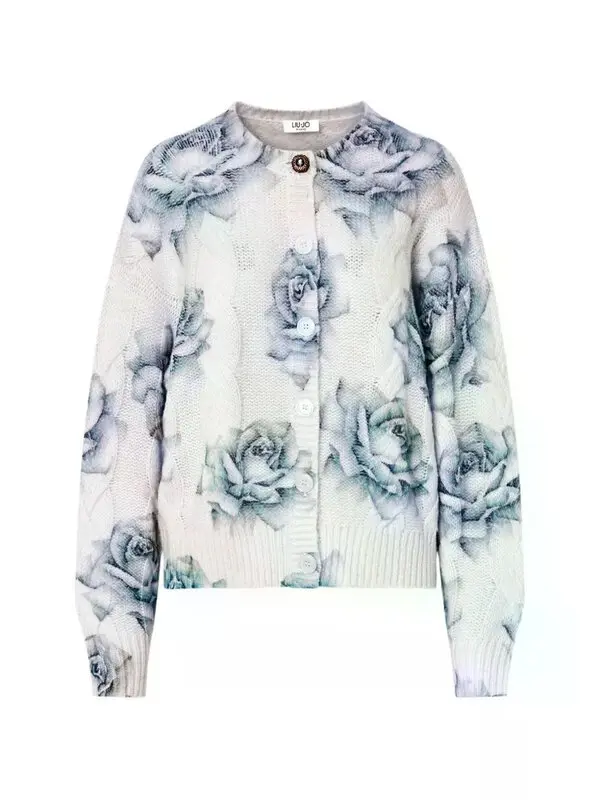 Liu Jo Wool Cardigan With Rose Print
