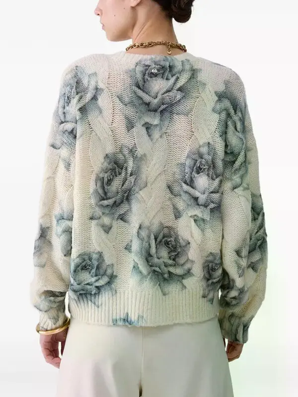Liu Jo Wool Cardigan With Rose Print