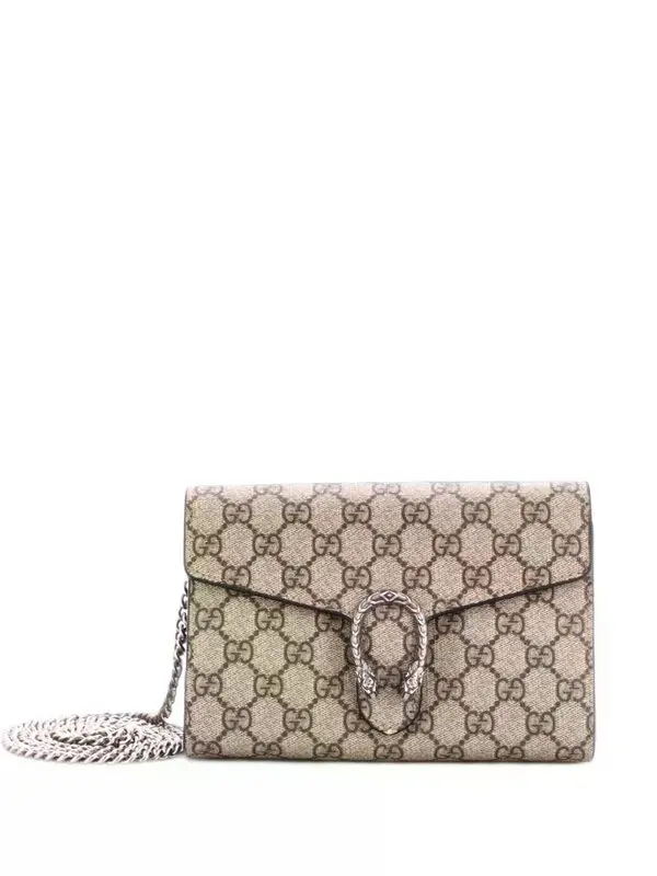 Gucci Dionysus Chain Wallet Gg Coated Canvas Small Crossbody Bag - Brown