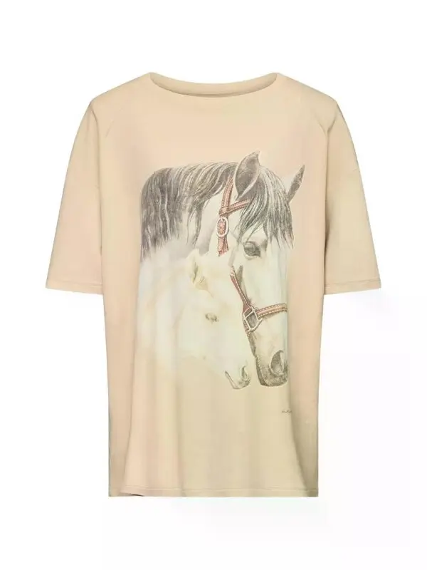 MAISON MARGIELA Horse-portrait Short-sleeve T-shirt - Neutrals