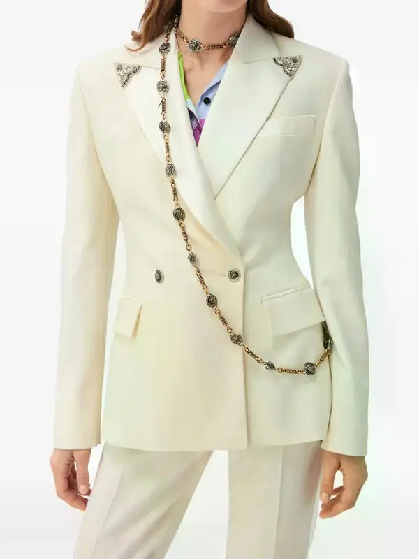 Versace Embroidered-lapel Stretch Wool Blazer