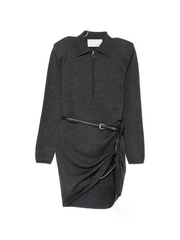 CIRCUS HOTEL Belted Half-zip Dress - Grey