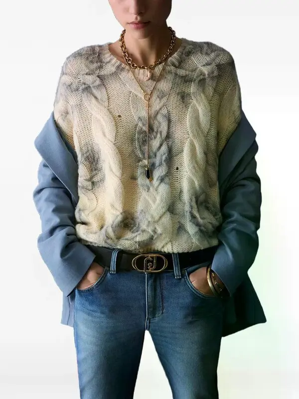 Liu Jo Wool Sweater With Rose Print