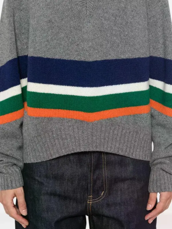 CIRCUS HOTEL Striped V-neck Sweater