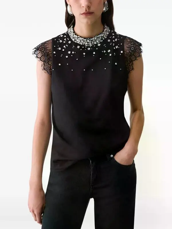 Liu Jo T-shirt With Lace And Rhinestones