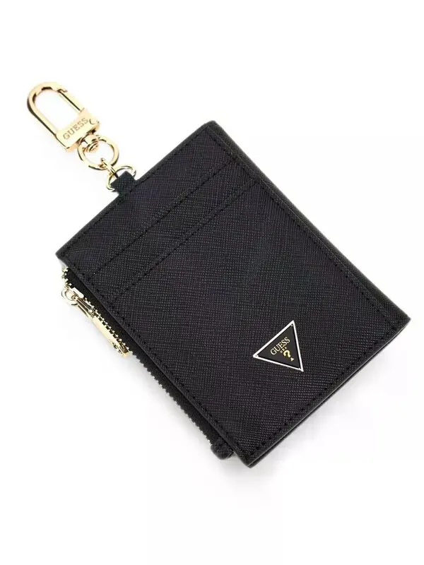 Guess Saffiano Logo-plaque Zip-fastening Card Holder
