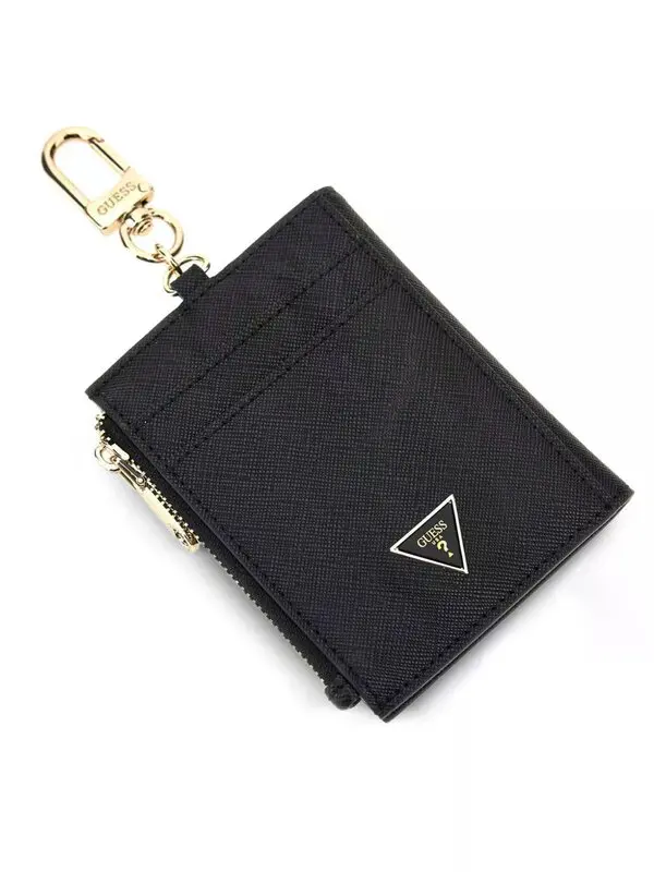 Guess Saffiano Logo-plaque Zip-fastening Card Holder