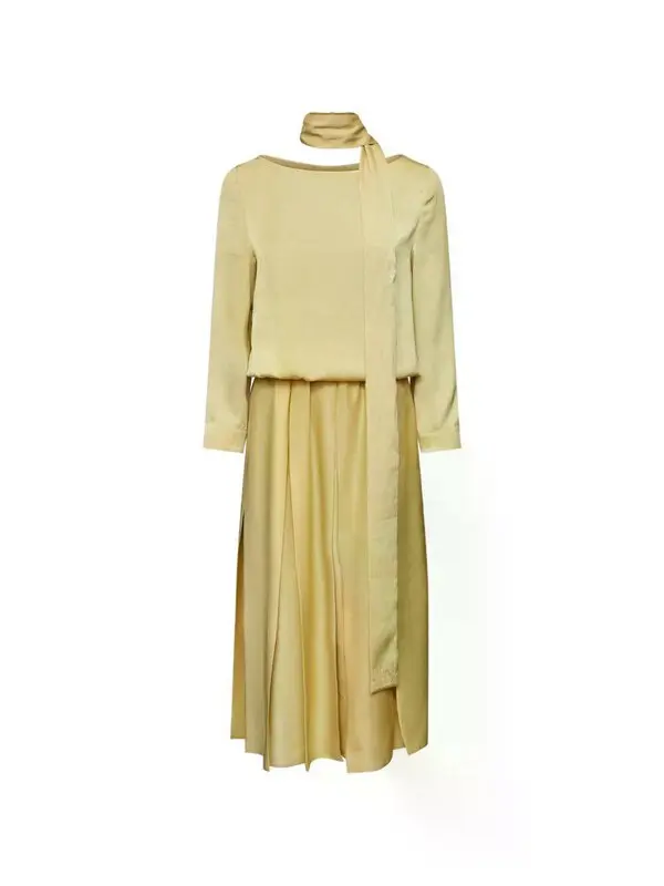 MAISON MARGIELA Pleated Scarf-detail Dress - Yellow