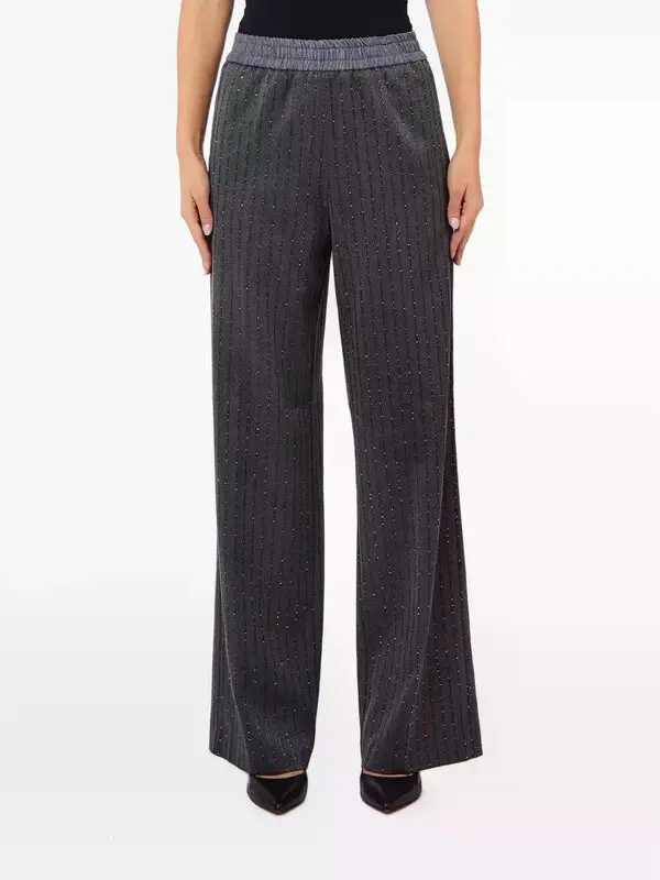 Liu Jo Pinstriped Rhinestone-embellished Jeans - Grey