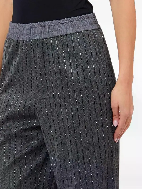 Liu Jo Pinstriped Rhinestone-embellished Jeans