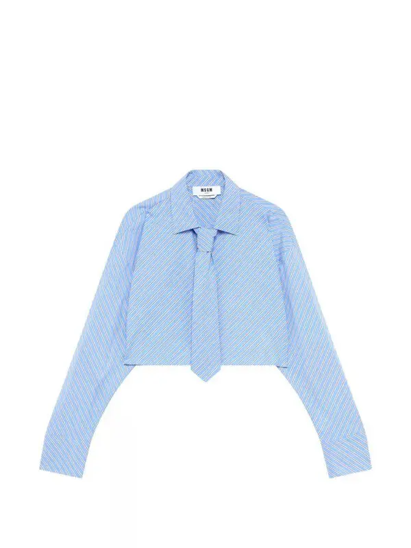 MSGM Stripe-pattern Cropped Shirt