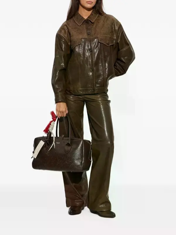 GOLDEN GOOSE Embossed Leather Trousers - Brown