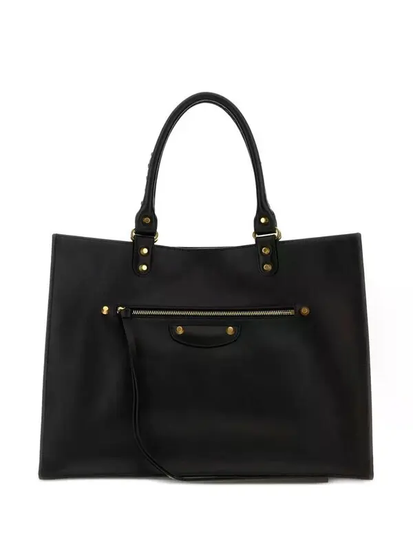 Balenciaga Large Le City Sleek Leather Tote Bag - Black