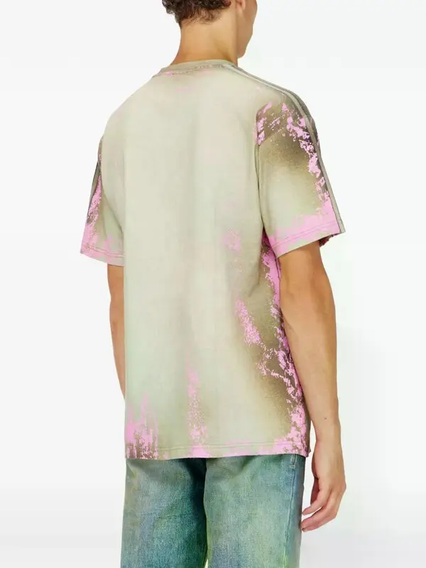 DIESEL® T-shirt In Cracked Leather-effect Jersey
