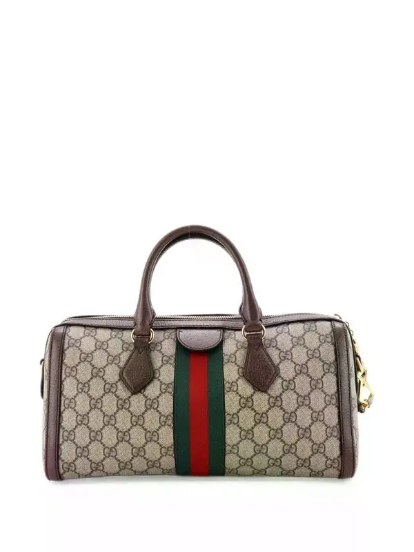 Gucci Ophidia Boston Bag Gg Coated Canvas Medium Satchel