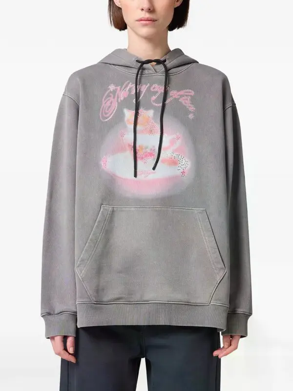 MSGM Rhinestone-embellished Graphic-print Hoodie