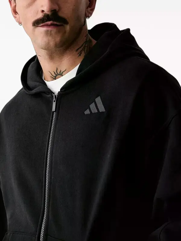 Adidas Logo-embroidered Zip-up Hoodie