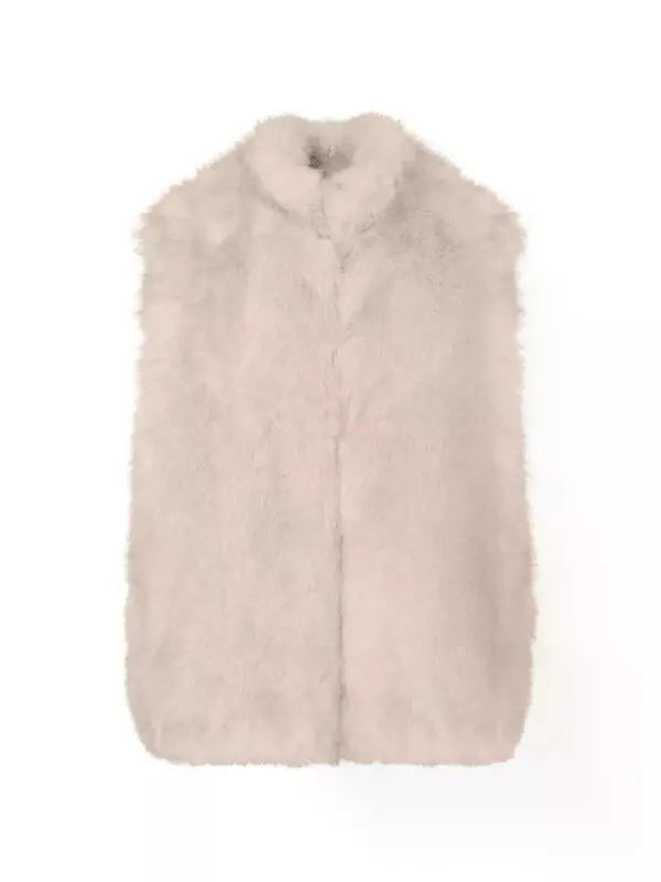 Liu Jo Faux-fur Vest With Belt - Neutrals