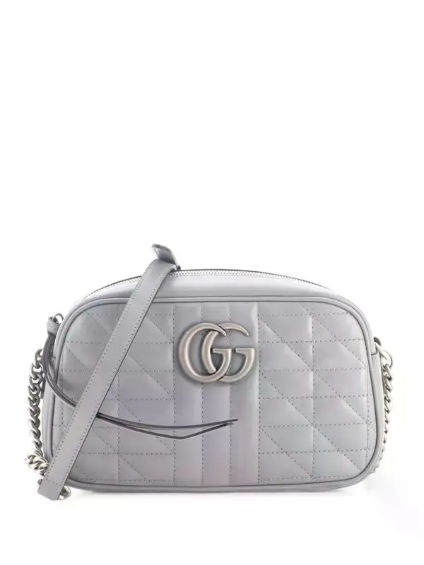 Gucci Gg Marmont Shoulder Bag Mixed Matelasse Leather Small Crossbody Bag - Grey