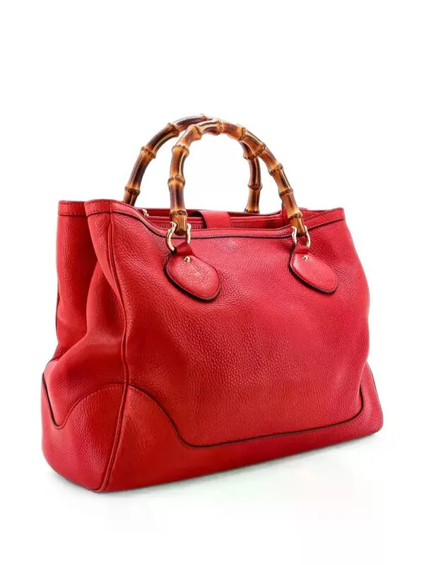 Gucci Vintage Diana Bamboo Top Handle Leather Medium Tote Bag