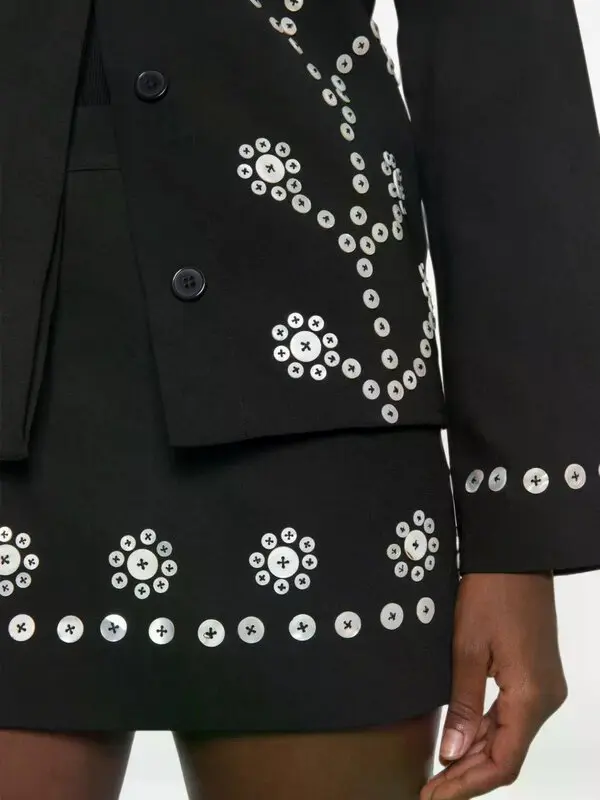 Stine Goya Button-embellished Floral-motif Mini Skirt