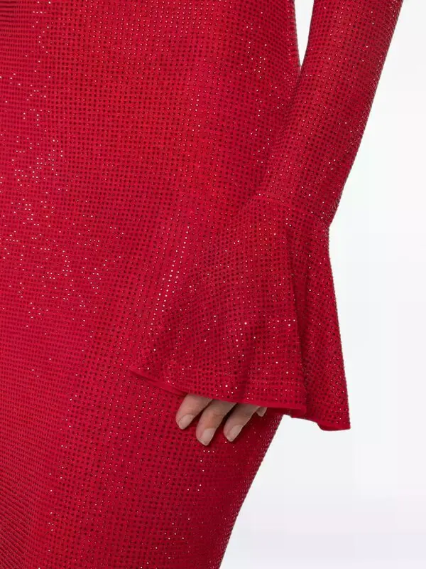TWENTY FOURHAITCH Crystal-embellished Bell Sleeve Maxi Dress