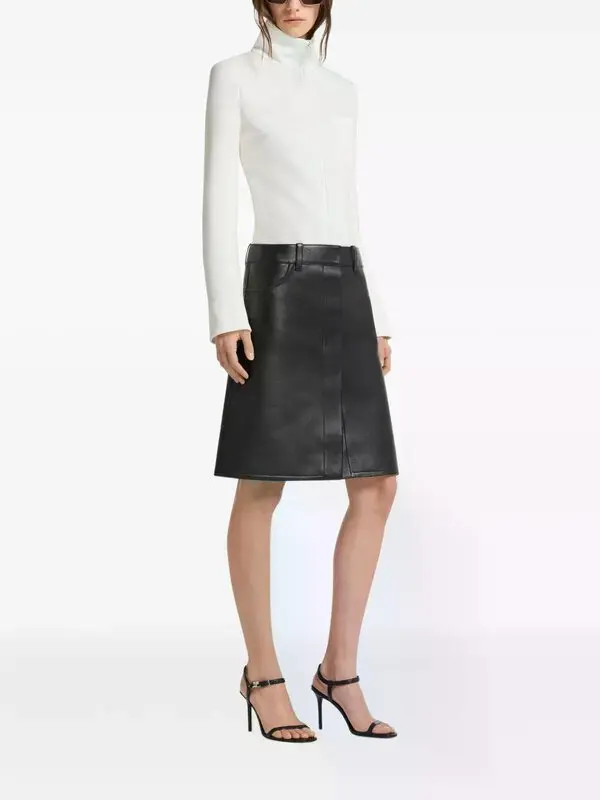 COURREGES Leather Snap-button Mini Skirt