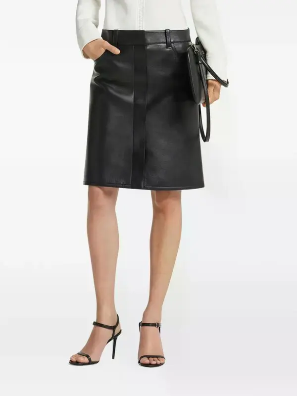 COURREGES Leather Snap-button Mini Skirt