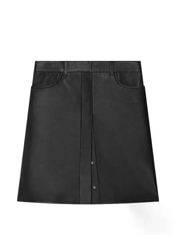 COURREGES Leather Snap-button Mini Skirt - Black