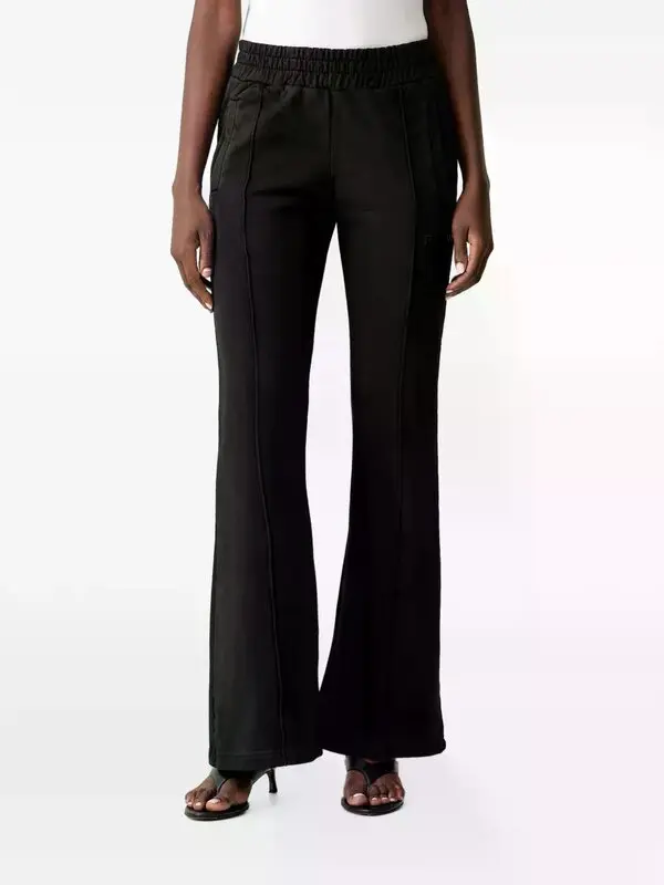 Pinko Logo-embroidered Cotton Flared Trousers