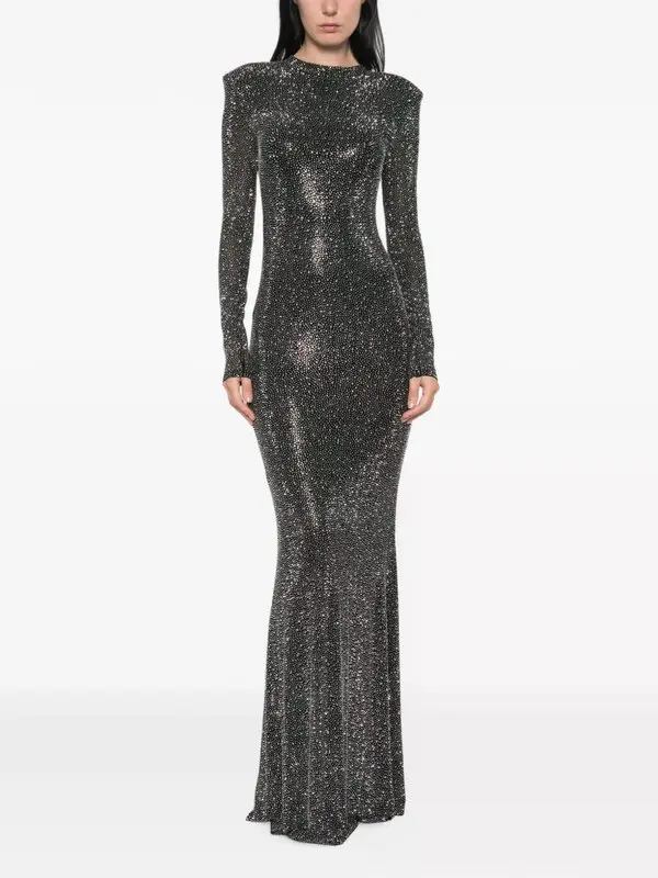 TWENTY FOURHAITCH Crystal-embellished Long-sleeve Maxi Dress