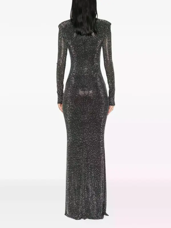 TWENTY FOURHAITCH Crystal-embellished Long-sleeve Maxi Dress