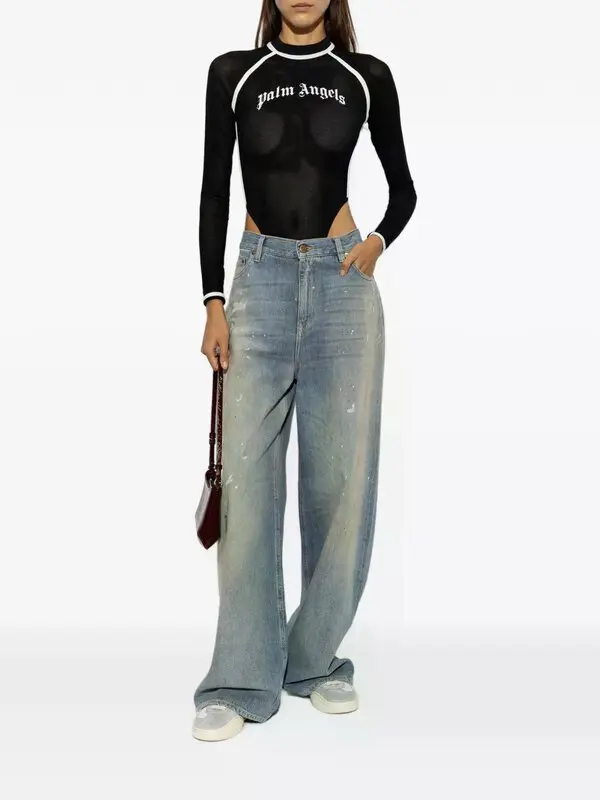 Palm Angels Logo-print Mesh Bodysuit