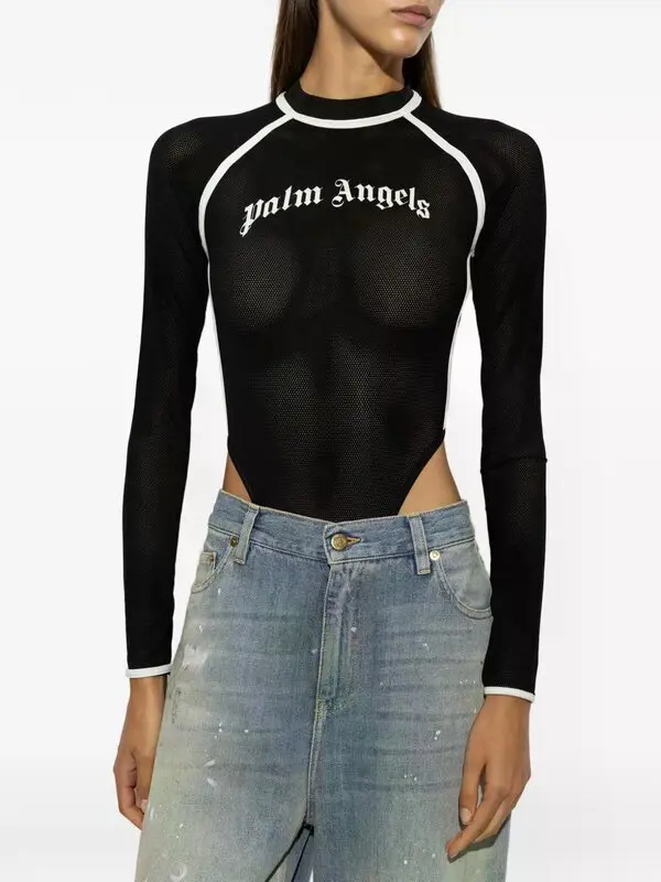 Palm Angels Logo-print Mesh Bodysuit