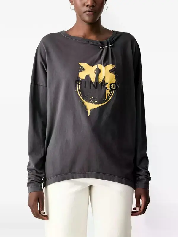 Pinko Safety-pin Logo-print Cotton T-shirt