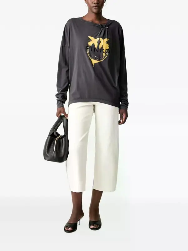 Pinko Safety-pin Logo-print Cotton T-shirt