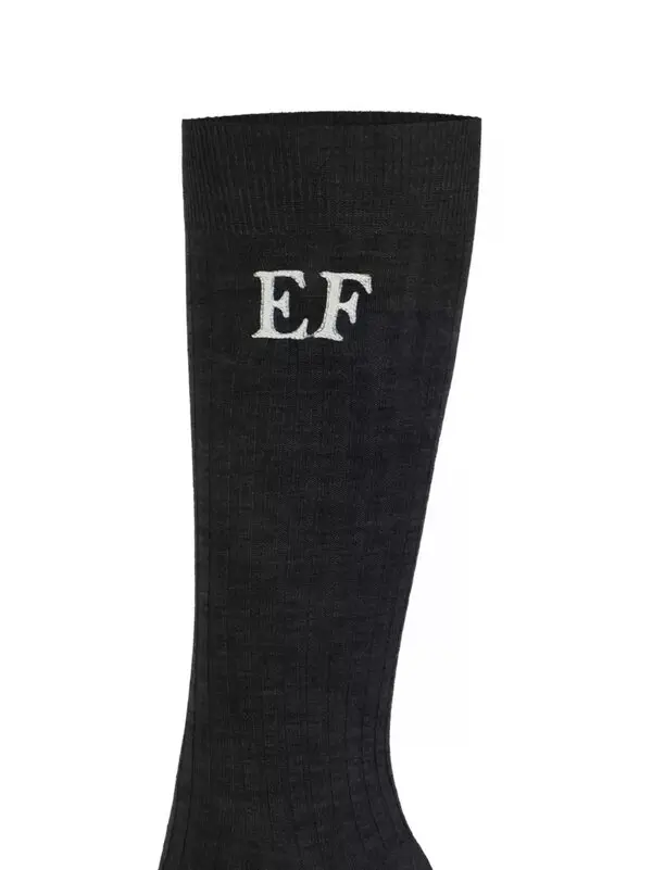 Elisabetta Franchi Stretch Wool Socks With Logo - Black