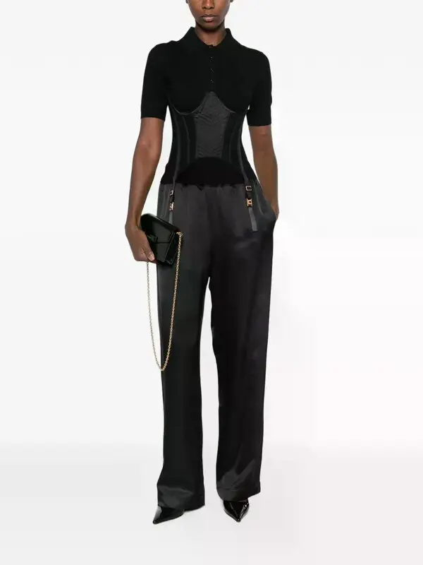 Elisabetta Franchi Ribbed-knit Short-sleeve Polo Shirt