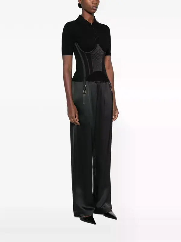 Elisabetta Franchi Ribbed-knit Short-sleeve Polo Shirt