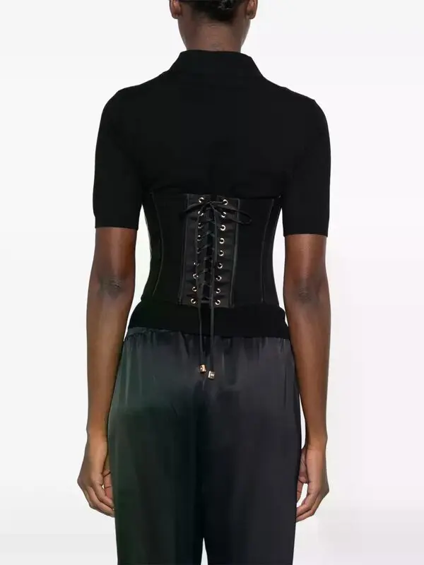 Elisabetta Franchi Ribbed-knit Short-sleeve Polo Shirt