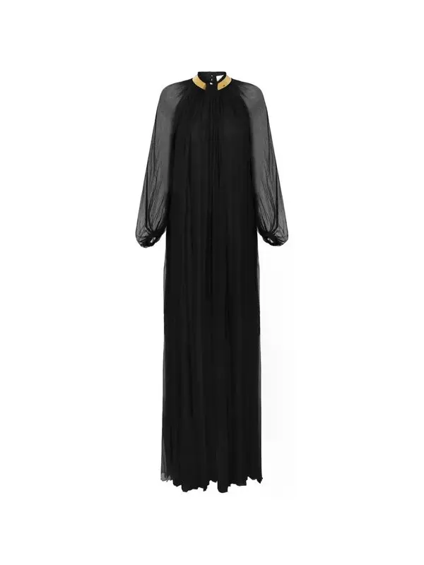 Elisabetta Franchi Red Carpet Crepon Dress With Jewel Collar - Black
