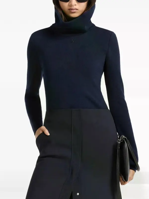 COURREGES Logo-patch High-neck Sweater