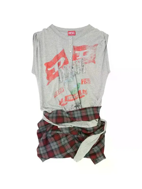 DIESEL® Playsuit In Jersey-and-check Wool - Grey