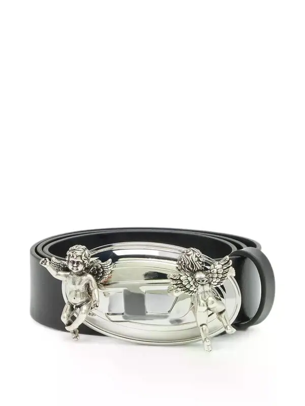 DIESEL® 3.5cm Leather Belt With Cherub Oval D Buckle