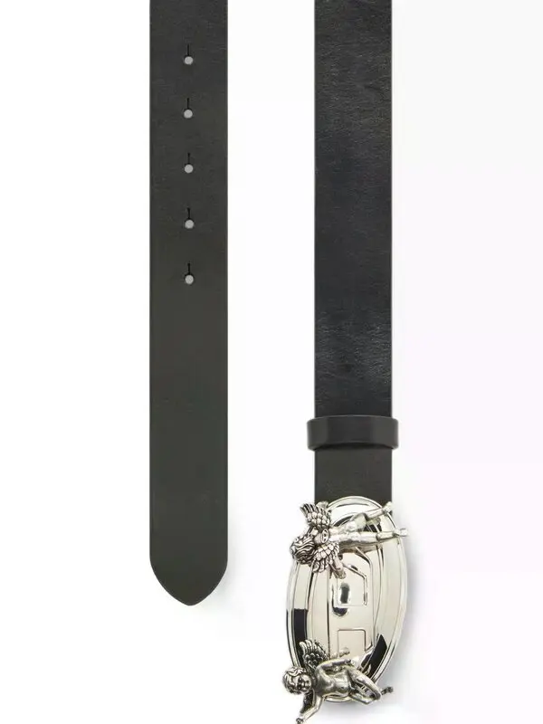 DIESEL® 3.5cm Leather Belt With Cherub Oval D Buckle